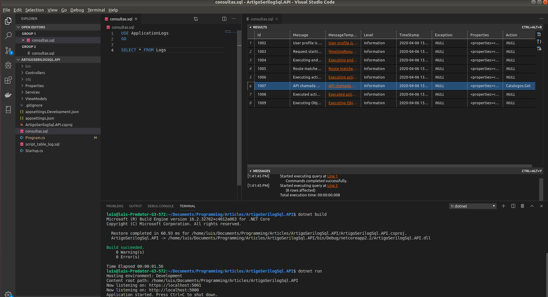 Serilog e ASP.NET Core: Armazenando logs no SQL Server – Desenvolvimento e Arquitetura de Software